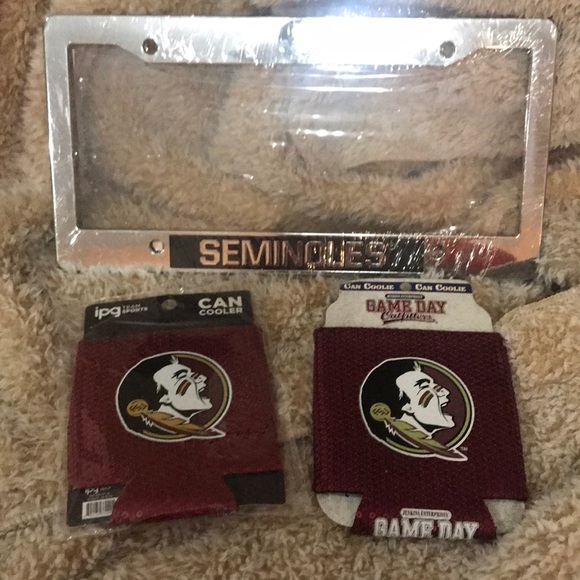 Accessories | New Set2 Fsu Can Coolies And Silver Plastic Tag Frame ...